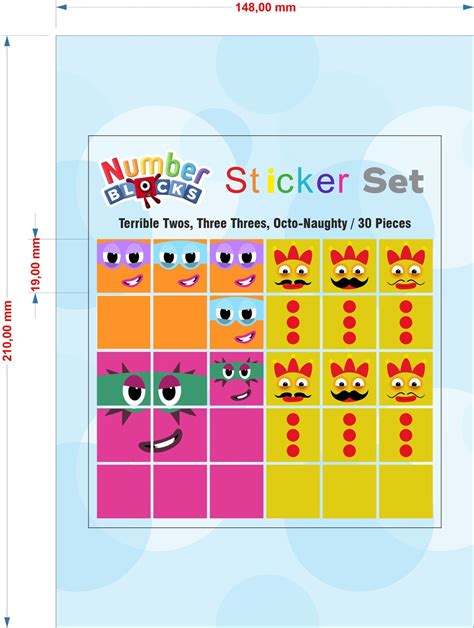 Numberblocks Terrible Twos Three Threes And Octo Naughty For Cm Cubes A Sticker Printing