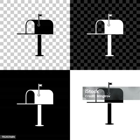 검은 색 흰색과 투명 한 배경에 고립 된 메일 상자 아이콘을 엽 니 사서함 아이콘입니다 국기와 함께 기둥에 우편 상자 벡터 일러스트 0명에 대한 스톡 벡터 아트 및 기타