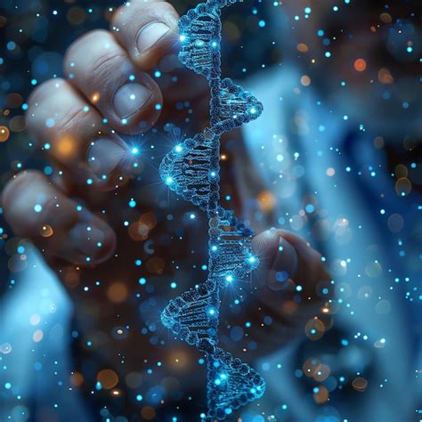 Doctor Touching Dna Structure Or Strain Helix Genetics And Medical Science Human Dna Molecule