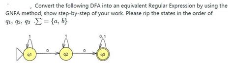 Solved Convert The Following DFA Into An Equivalent Regular Chegg Com