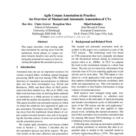 Agile Corpus Annotation In Practice An Overview Of Manual And Automatic Annotation Of Cvs Acl