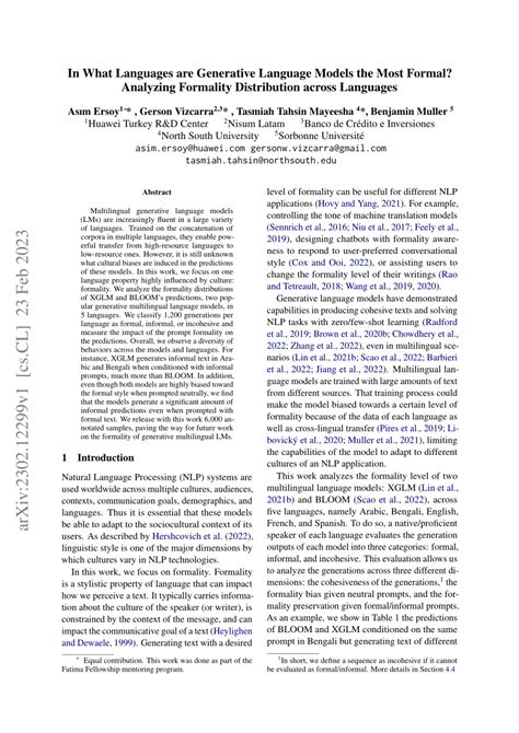 PDF In What Languages Are Generative Language Models The Most Formal Analyzing Formality