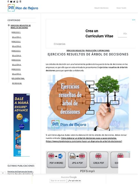 Ejercicios Resueltos De Árbol De Decisiones Plan De Mejora Pdf