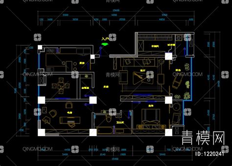 小公寓设计方案cad图纸图块 现代施工图概念方案效果图cad2010小公寓设计方案cad图纸图库 青模cad图库