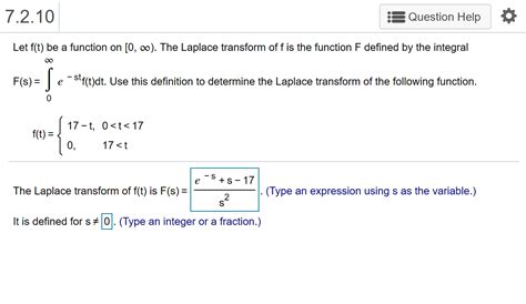 Solved 7 2 10 Question Help Let F T Be A Function On 0 Chegg