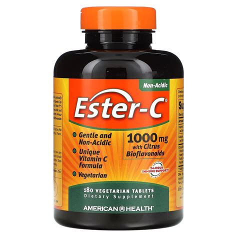 American Health Ester C Wcitrus Bioflavonoids 1000mg 180 Tab Vegi T