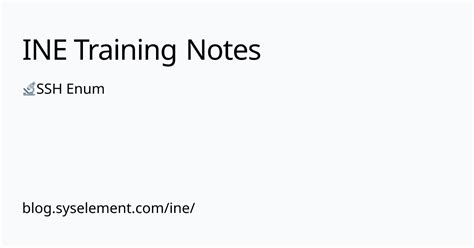 🔬ssh Enum Ine Training Notes By Syselement