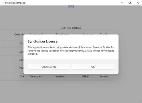 using syncfusion controls in uno platform application using maui