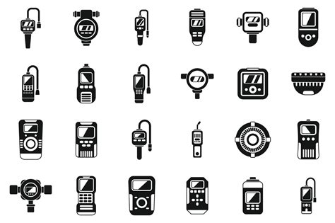 Gas Detector Icons Set Simple Vector Meter Instrument Vector Art At Vecteezy