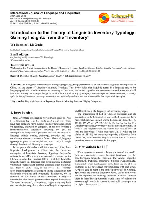 Pdf Introduction To The Theory Of Linguistic Inventory Typology Gaining Insights From The