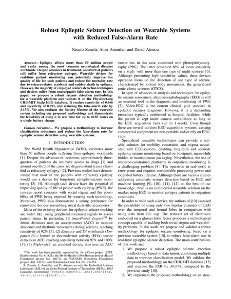 Pdf Robust Epileptic Seizure Detection On Wearable Systems With Reduced False Alarm Rate