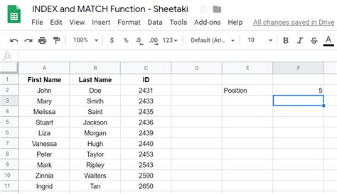 How To Use INDEX And MATCH Together In Google Sheets