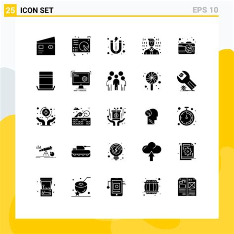 Set Of 25 Modern Ui Icons Symbols Signs For Photo Programming Player Programmer Market Editable