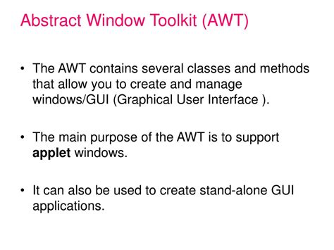 Ppt Gui Components And Awt Class Hierarchy Powerpoint Presentation