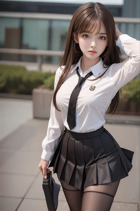 Pretty Girl Standing Thin Leg Seaart Ai