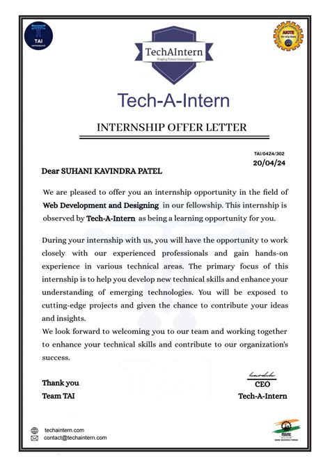 Suhani Patel On Linkedin Techaintern Internship Newbeginnings