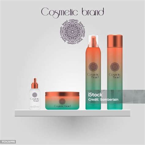 현실적인 그라데이션 색상 화장품 병의 집합입니다 3 차원 이랑 병 흰색 배경에 고립입니다 화장품 패키지입니다 3차원 형태에 대한 스톡 벡터 아트 및 기타 이미지 Istock
