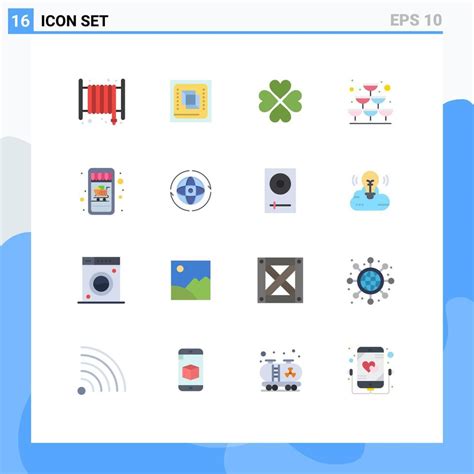 Set Of 16 Vector Flat Colors On Grid For Party Sparkling Processor Glass Favorite Editable Pack