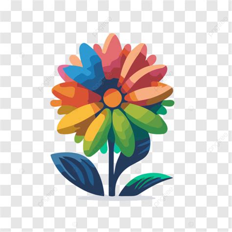 화려한 꽃 로고 벡터 흰색 배경에 있는 단순한 다채로운 아이콘 그림자 없음 작은 프레임 중앙 Png 일러스트 및 벡터 에 대한 무료 다운로드 Pngtree