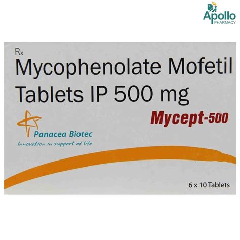 Mycophenolate Mycept Tablets Ip 500 Mg Treatment Immunosuppressant At