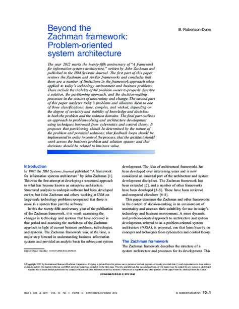 Pdf Beyond The Zachman Framework Problem Oriented System Architecture