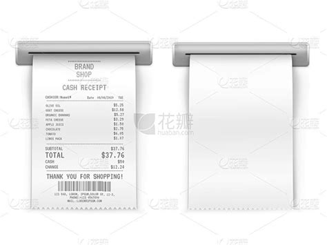 销售打印收据，购物纸账单atm矢量模型素材 花瓣网