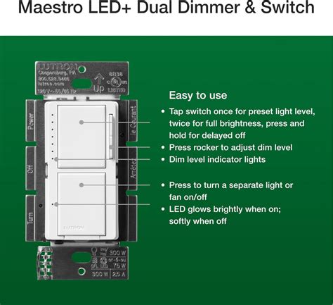 Lutron Maestro Led Dual Dimmer And Switch 75 Watt Led Bulbs25a Fa