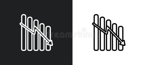 Data Analytics Descending Line Graphic Outline Icon In White And Black Colors Data Analytics