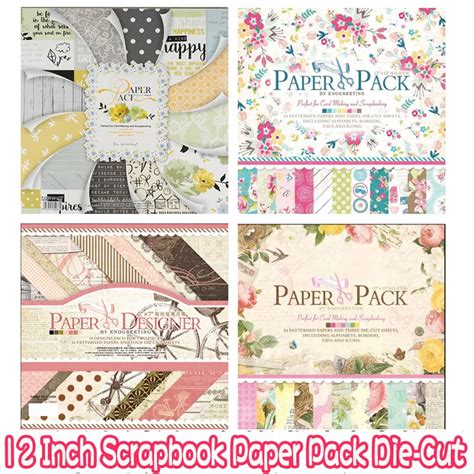 12 인치 스크랩북 용지 24 시트 다이 컷 꾸밈 알파벳 프레임 무늬 종이 팩 장식 Aliexpress