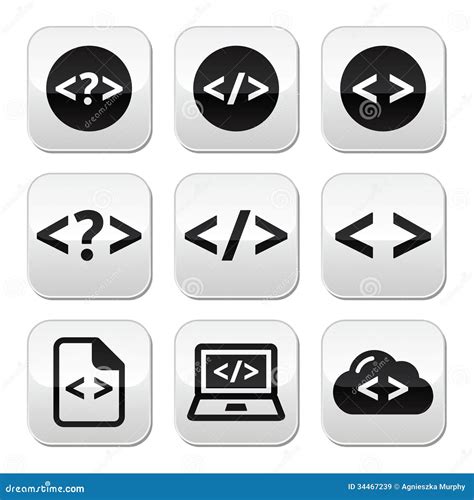 programming code buttons set stock illustration illustration of