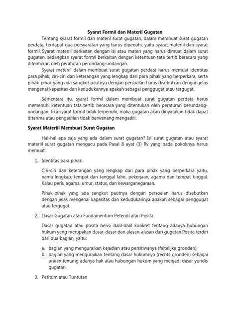 Syarat Formil Dan Materil Gugatan Pdf Politik Ilmu Sosial