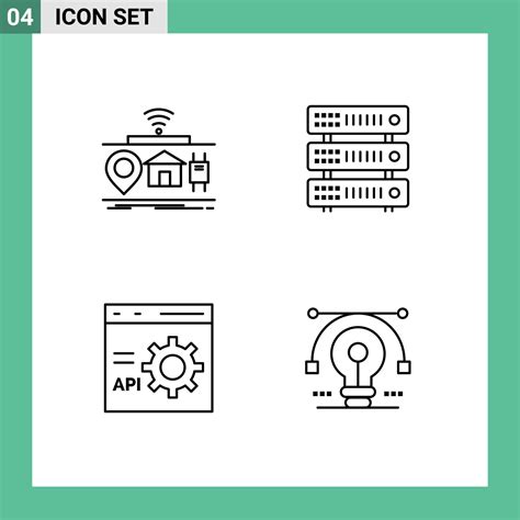 Set Of 4 Modern Ui Icons Symbols Signs For Iot Browser Of Rack Develop Editable Vector Design