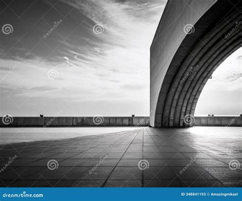 Minimalist Brutalist Arch In Dramatic Monochrome Stock Image Image Of