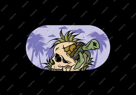 Premium Vector Sea Turtle In The Skull Illustration