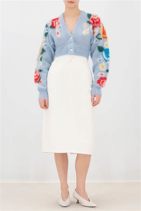 Кардиган из шерсти Miu Miu Кардиган Голубой на Babochka Ru High Waisted Skirt Fashion Knitted
