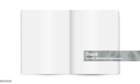 오픈 신문의 빈 레이아웃의 현실적인 그림 흰색 바탕에 잡지 벡터 일러스트입니다 신문에 대한 스톡 벡터 아트 및 기타 이미지 신문 비어 있음 잡지 Istock