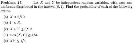 Solved Problem Let X And Y Be Independent Random Chegg Com