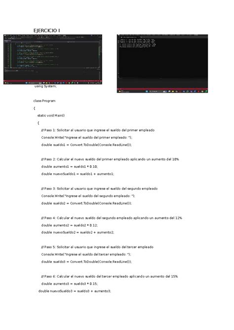 Fundamento De Algortimo Word Ejercicio I Using System Class Program