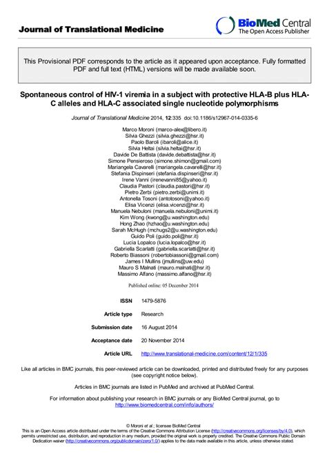 Pdf Spontaneous Control Of Hiv 1 Viremia In A Subject With Protective