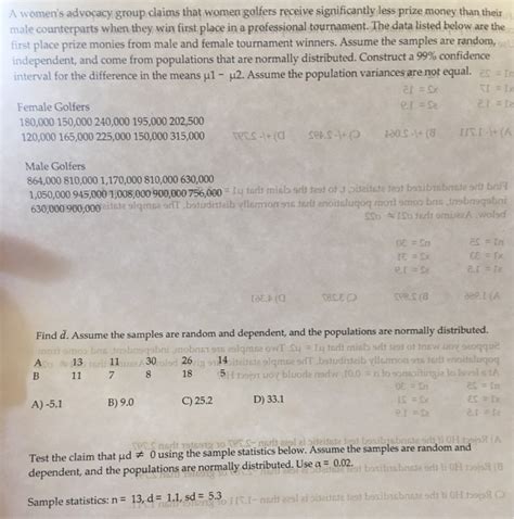 solved find the standardized test statistic t to test the