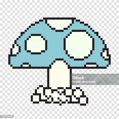 픽셀 아트 버섯 만화 복고풍 게임 스타일 픽셀 아트 디지털 버섯 플랫 웹 아이콘 벡터 디자인 복고풍 개체 벡터 일러스트레이션 0