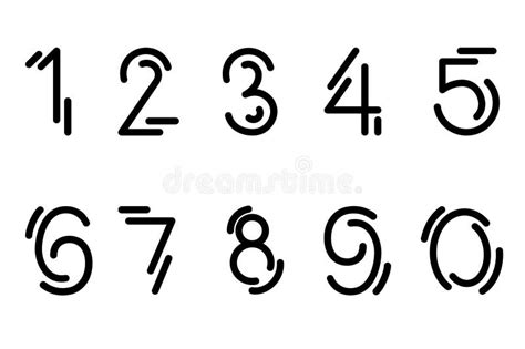 Numeric Symbol Set Number Icons And Typography Stock Vector