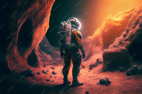 Premium Photo Generative Ai Illustration Of Astronaut On Mysterious Planet
