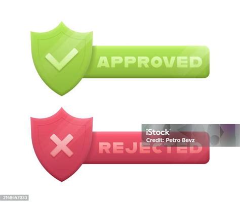 3d 스타일의 승인 및 거부 배지 방패에 체크 표시와 십자 표시가 있고 빛나는 효과가 있습니다 벡터 일러스트 레이 션 3차원 형태에 대한 스톡 벡터 아트 및 기타 이미지