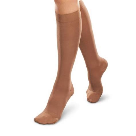 Therafirm Light Compression Knee High Stockings Med Sand 10 15 Mmhg New
