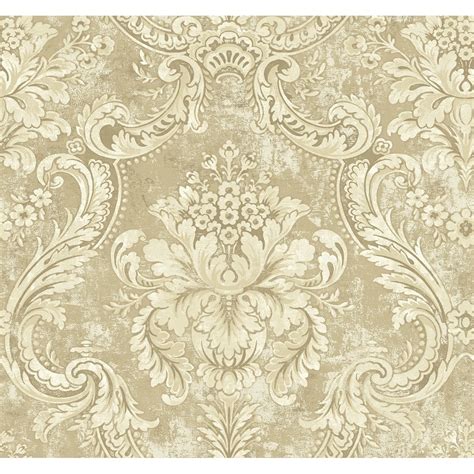 Metallic Gold Damask Wallpaper