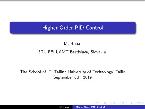 Pdf Higher Order Pid Control