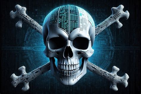 premium photo internet security and malware concept illustration a skull and bones symbol made