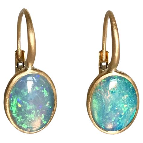 Dalben Little Oval Australian Opal Rose Gold Earrings For Sale At 1stdibs