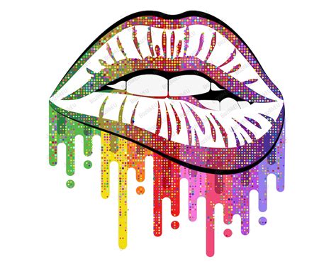 Rainbow Glitter Lips Svg Dripping Lips Lip Print Sexy Etsy